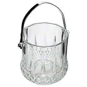 Lily's Home Glass Ice Bucket with Handle and SS Tongs, This Beautiful Piece is Ideal for Entertaining and Every Day Use