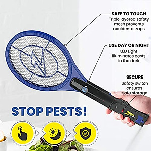 Zap It Bug Zapper - Fly Zapper Racket - Rechargeable Bug Zapper Racket, 4,000 Volt, USB Charging Cable, 2 Pack