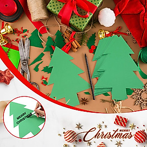Seajan 100 Pcs Green Paper Christmas Tree 12 Inch Christmas Tree Shape Cutouts Double Sided Cardboard Christmas Tree for Craft Bulletin Board School Classroom Xmas Winter Party Decor