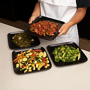 Bruntmor 10 inch Square Black Plates Set of 4 | Cute Squared Dishes of Ceramic | Salad Plate For Kitchen, Best Gift of Ceramic Dinner Plates for Christmas or Thanksgiving | Stone Corningware Plates