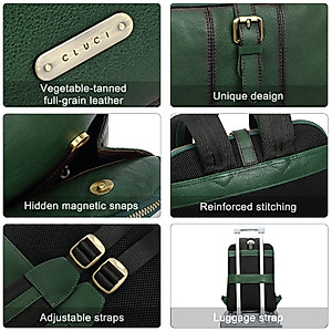 CLUCI Vegetable Tanned Full Grain Leather Laptop Backpack for Women 15.6 inch Computer Bags Stylish Travel Daypack Sassafras Green
