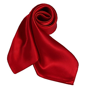 ANDANTINO 100% Pure Mulberry Silk Square Scarf for Hair-27''x27''- Women Men Natural Silk Neckerchief Digital Printed Headscarf (Red-Solid Color)