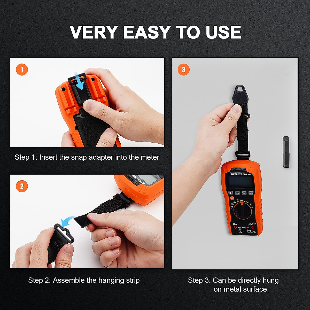 KingSung Magnetic Multimeter Hanger Strap Works Compatible with Klein Tool Meters MM400,MM300, CL600, CL700, CL800, CL900,MM600, MM700