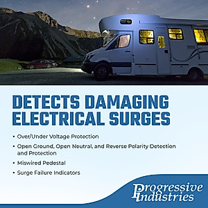 Progressive Industries SSP-30X RV Surge Protector – 50 Amp to 30 Amp RV Adapter – Circuit Analyzer Portable Surge Guard W/Fault Detection & Hardwired Options