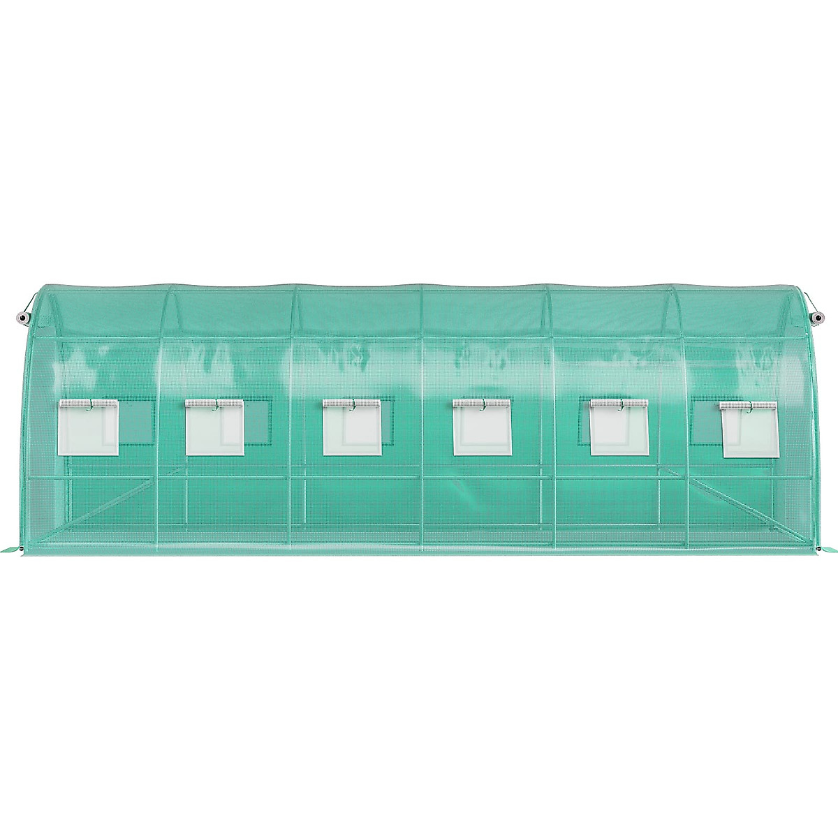 VEVOR Walk-in Tunnel Greenhouse, 20 x 10 x 7 ft Portable Plant Hot House w/Zippered Door, 12 Roll-up Windows, Galvanized Steel Hoops, 3 Top Beam, and 4 Diagonal Poles, Green