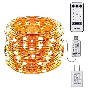 buways Fairy Lights Plug in,Warm White USB 100LED Fairy String Lights，8 Modes 33ft Copper Wire Light with Remote Control for Christmas Parties,Garden and Home Decoration Indoor Outdoor