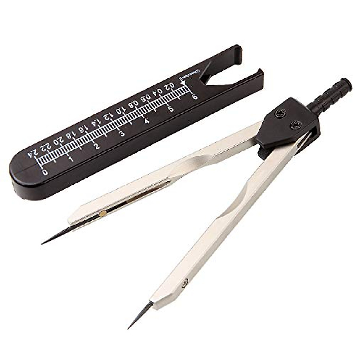 EKG ECG Caliper Electrocardiogram Divider, Black ECG Calipers with Ruler for Nursing, Durable ECG Calipers Measuring Tool for Electrocardiogram Drafting Divider