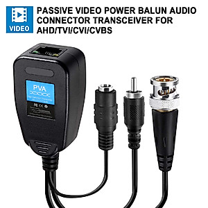 Passive Video Balun 8 Pairs Passive Video Power Balun Audio Connector 960P/1080P/2MP BNC to RJ45 Network Transceiver Cat5e/Cat6 Adapter AHD/TVI/CVI/CVBS for Full HD Security Surveillance Camera System