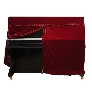Upright Piano Cover, Colorfast Pleuche Full Piano Dust Proof Decorated Cover(Red)