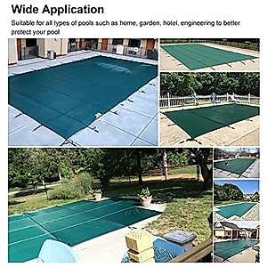 Pool Covers Fall/Winter Safety Inground, Rectangular Green Mesh Cover for Outdoor Garden Swimming Pools, Easy Installation (Size : 400×700cm/13×23ft)