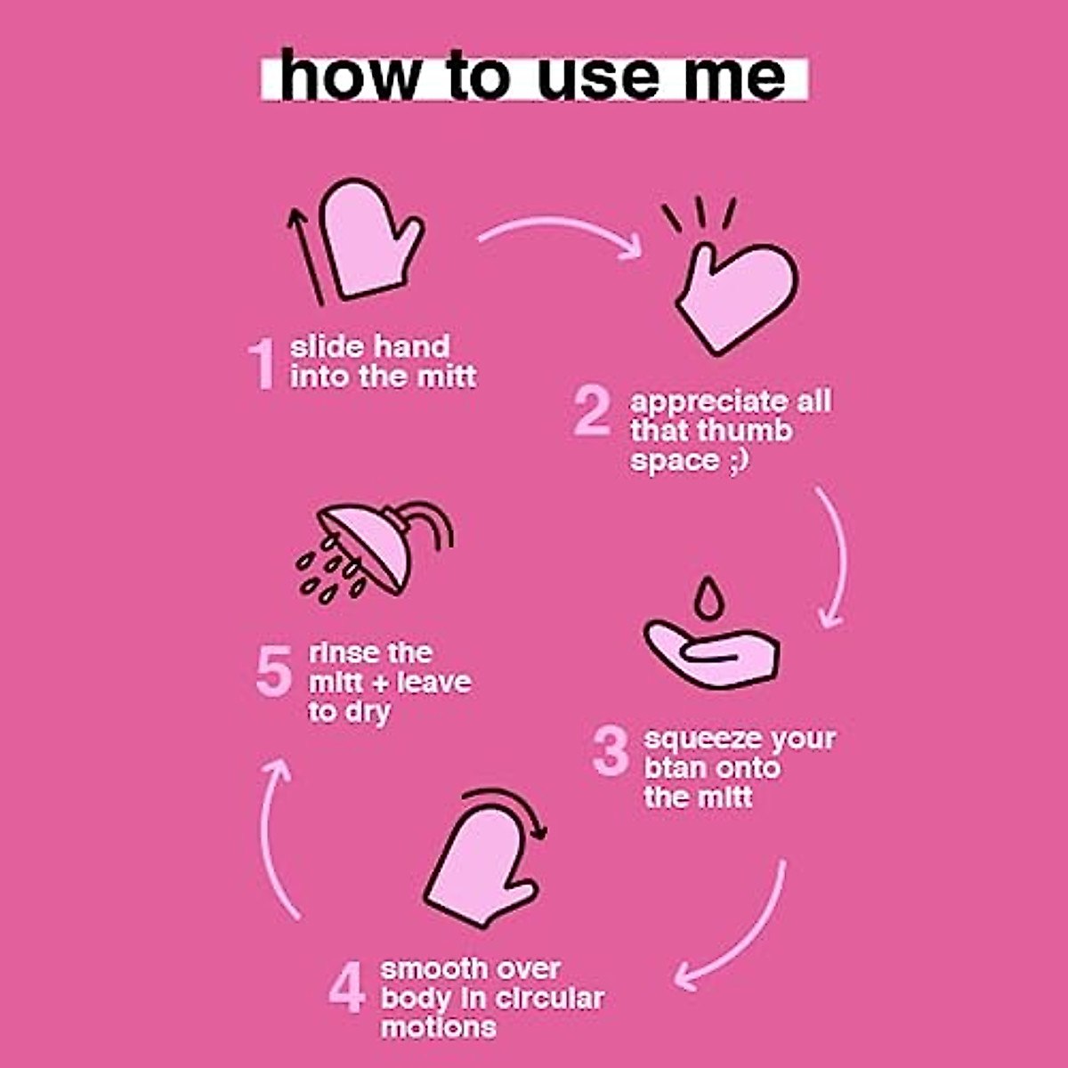 b.tan Body Self Tanning Mitt | I Don't Want Tan On My Hands - Self Tanning Applicator Glove with Thumb, Streak-Free, Even Application, Velvety Soft, Reusable, Sunless Tan, Body Lotion, Tanning Lotion