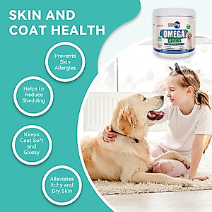 Omega-3 Multivitamin Skin and Coat Supplement for Dogs Omega 3 Fish Oil Supplement, Supports Shedding, Skin & Coat, Immunity, EPA,DHA- 300g(200 Chews)