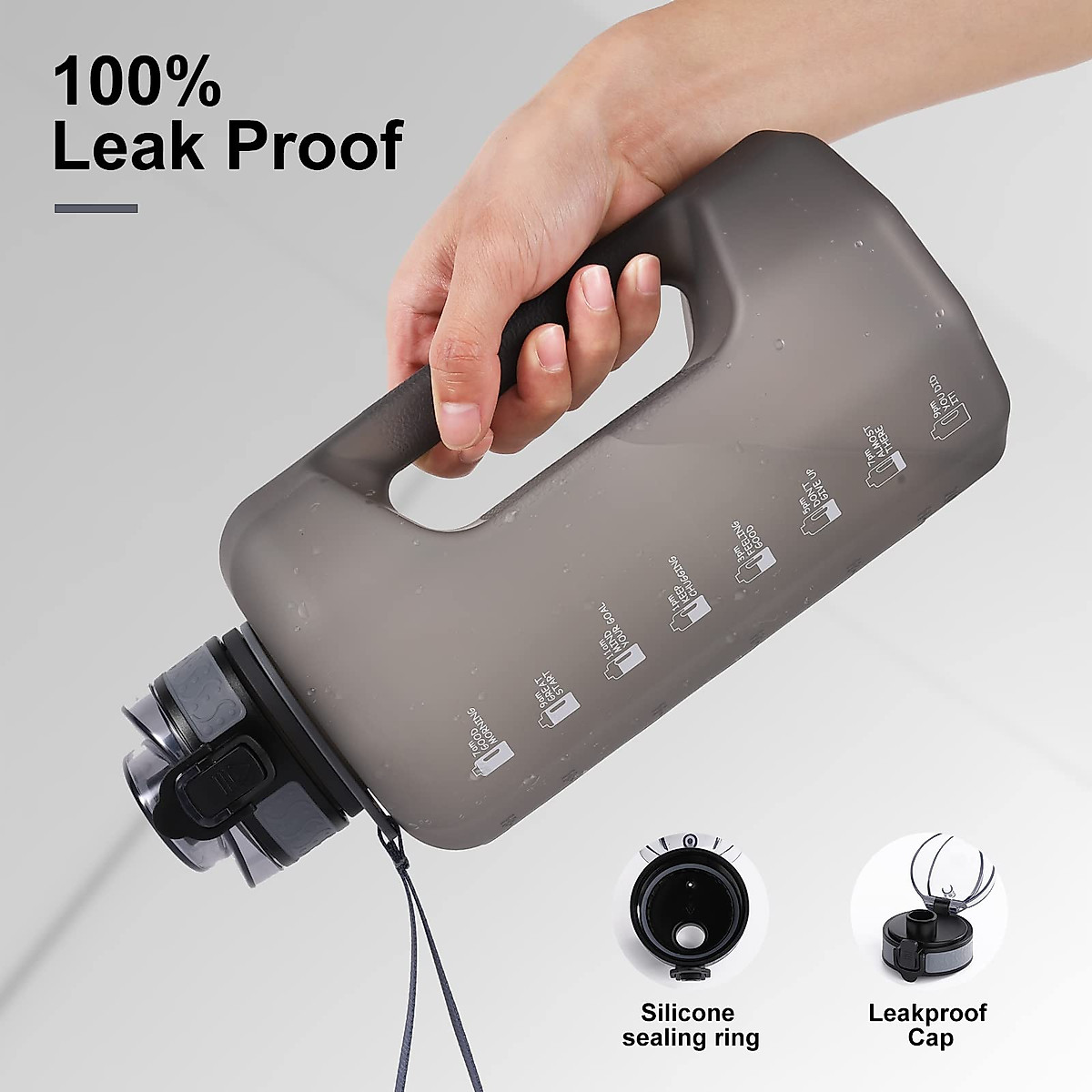 GEMFUL Large Water Bottle with Handle 74oz BPA Free for Sports