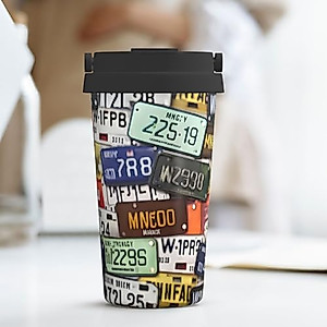 WANGZHAO License Plate Print Double Wall Stainless Steel Vacuum Insulated Tumbler Cup Home Thermal Cup