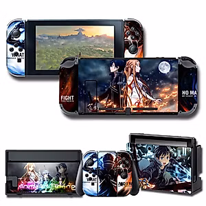 GilGames Vinyl Game Skin Decals Cover for Nintendo Switch, Full Set Protector Wrap Stickers Protective Faceplate Console Dock