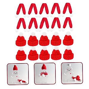 WHAMVOX Mini Beanie and Scarf Set Miniature Santa and Christmas Hats Scarves Bottle Covers for Holiday Decorations