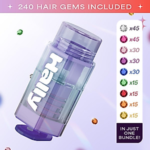 Hally Hair Gems Pen Applicator - Includes Hair Styling Tool with 240 Multicolored Adhesive Gem Stickers Hair Jewels - Stylish Hair Accessories for School, Halloween, Festivals, Wedding, Parties & More