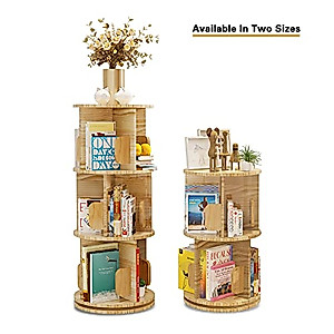 SOLBAKUILT Rotating Bookshelf 360° Display 3 Tier, Storage Racks and Shelving, Stackable Standing Shelves Organizer, Solid Wood Bookcase for Kids&Adults