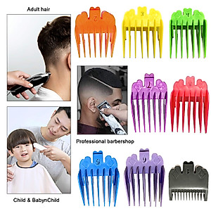 8 Color 8 Length Professional Hair Clipper Guide Combs, Replacement Guards Set, Attachment Guide Combs, Great Fits for All Full-Size Wahl Clippers/Trimmers