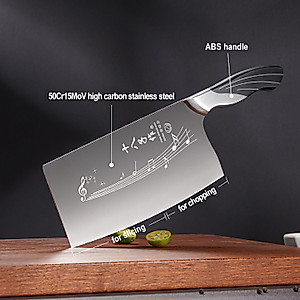 SHI BA ZI ZUO 7 Inch Chinese Kitchen Knife Vegetable Knife Professional Chef Knife with Stainless Steel Full Tang Cast Steel Handle