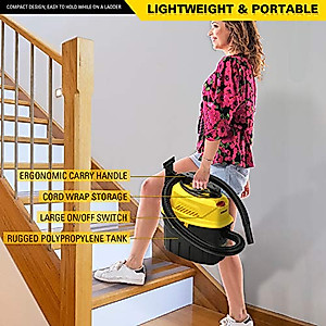 Stanley SL18910P-3 Wet/Dry, 3 Gallon, 3 Horsepower, Portable Car Vacuum, 3.0 HP AC, Black+Yellow