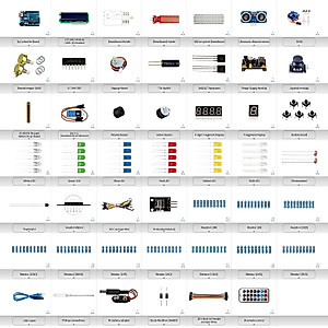 Miuzei Starter Kit Compatible with Arduino Projects, Circuit BreadBorad, LCD1602 Module, Breadboard, Jumper Wires, Servo, Sensors, LEDs, Detailed Tutorial MA05