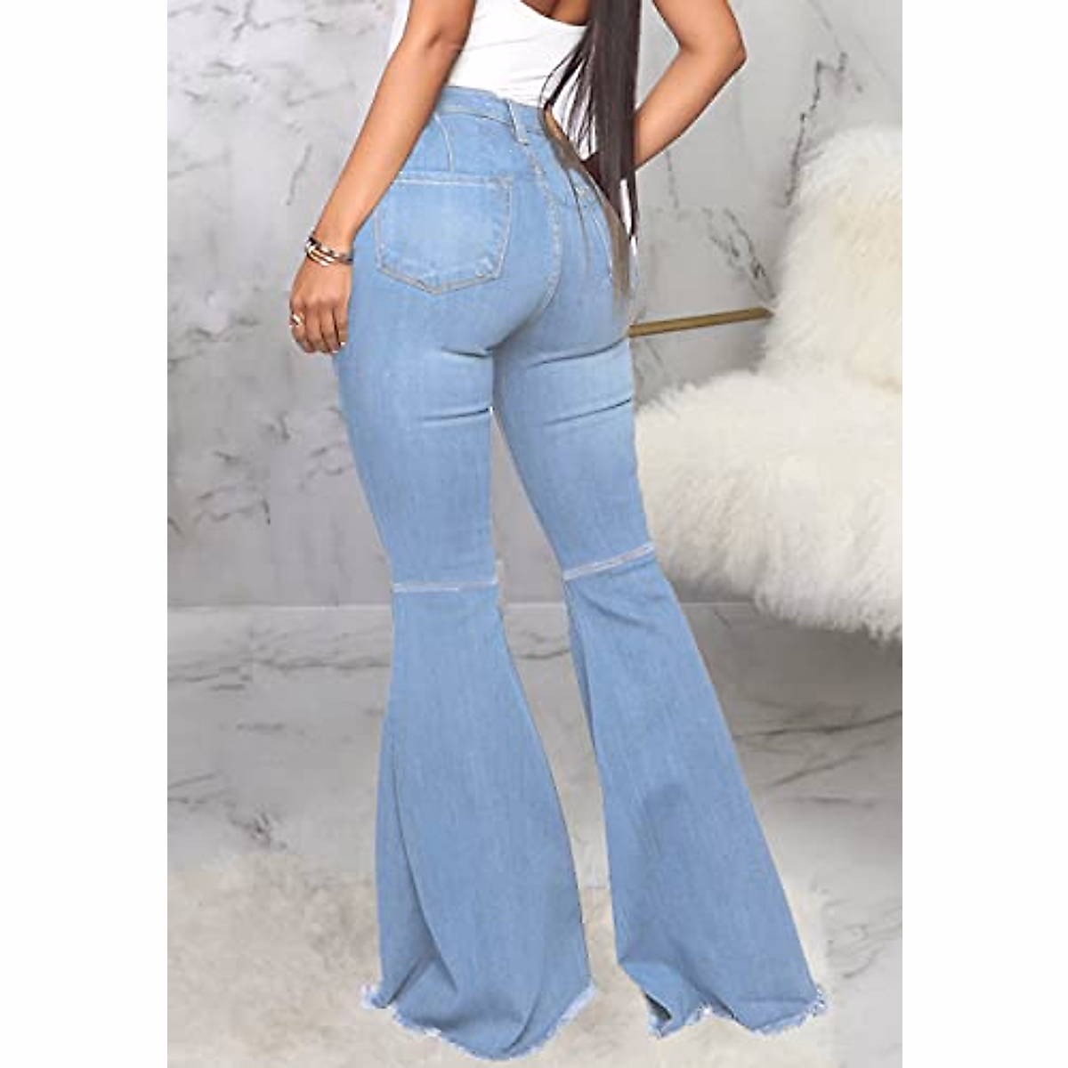 ZERMOM Women's Flare Jeans Mid Rise Bell Bottom Denim Pants