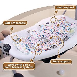 FEISIKE Infant Insert Compatible with Graco & 4moms mamaroo Systems, Include 5 Pcs Strap Pad, Head & Body Support Insert Cushion for Newborn to Toddler, Works for 3 to 5-Point Harness Systems, White