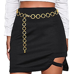 ELABEST O-Ring Chain Belt Waist Chain Belts Adjustable Waist Body Jewelry Accessories Women Girls