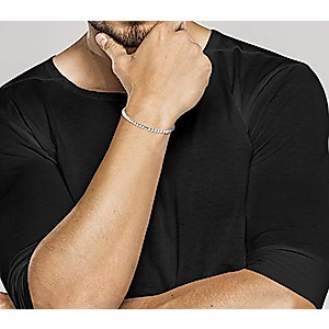 Miabella 925 Sterling Silver Organic Cube Bead Chain Bracelet for Women Men, Handmade in Italy (Length 7 Inches (Small))