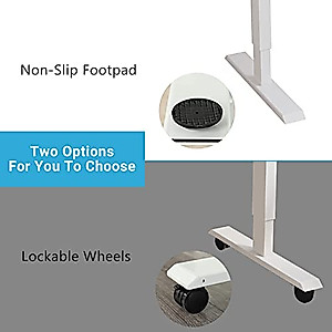 Suhapup Electric Height Adjustable Standing Desk, 55 x 24 inches Sit - Stand Desk for Work or Home Office Push Button Memory Settings Oak+White Splice Board/White Frame