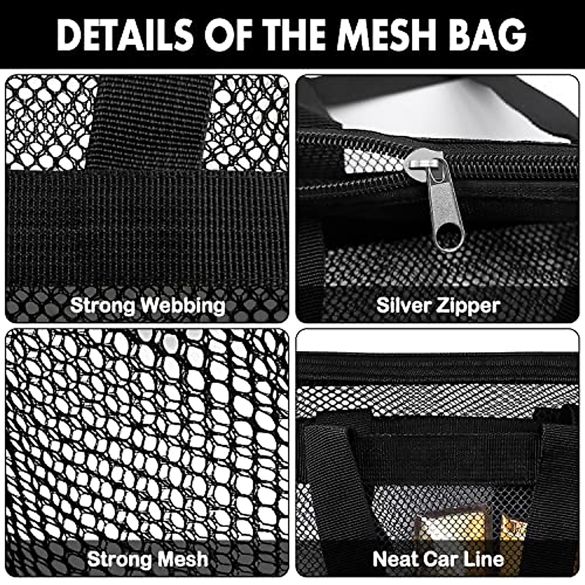 Ayieyill Shower Caddy Portable, Mesh Shower Caddy Tote Bag Quick Dry Hanging Toiletry and Bath Organizer for College Dorm, Gym, Beach, Travel or Camping with Zipper (Black)