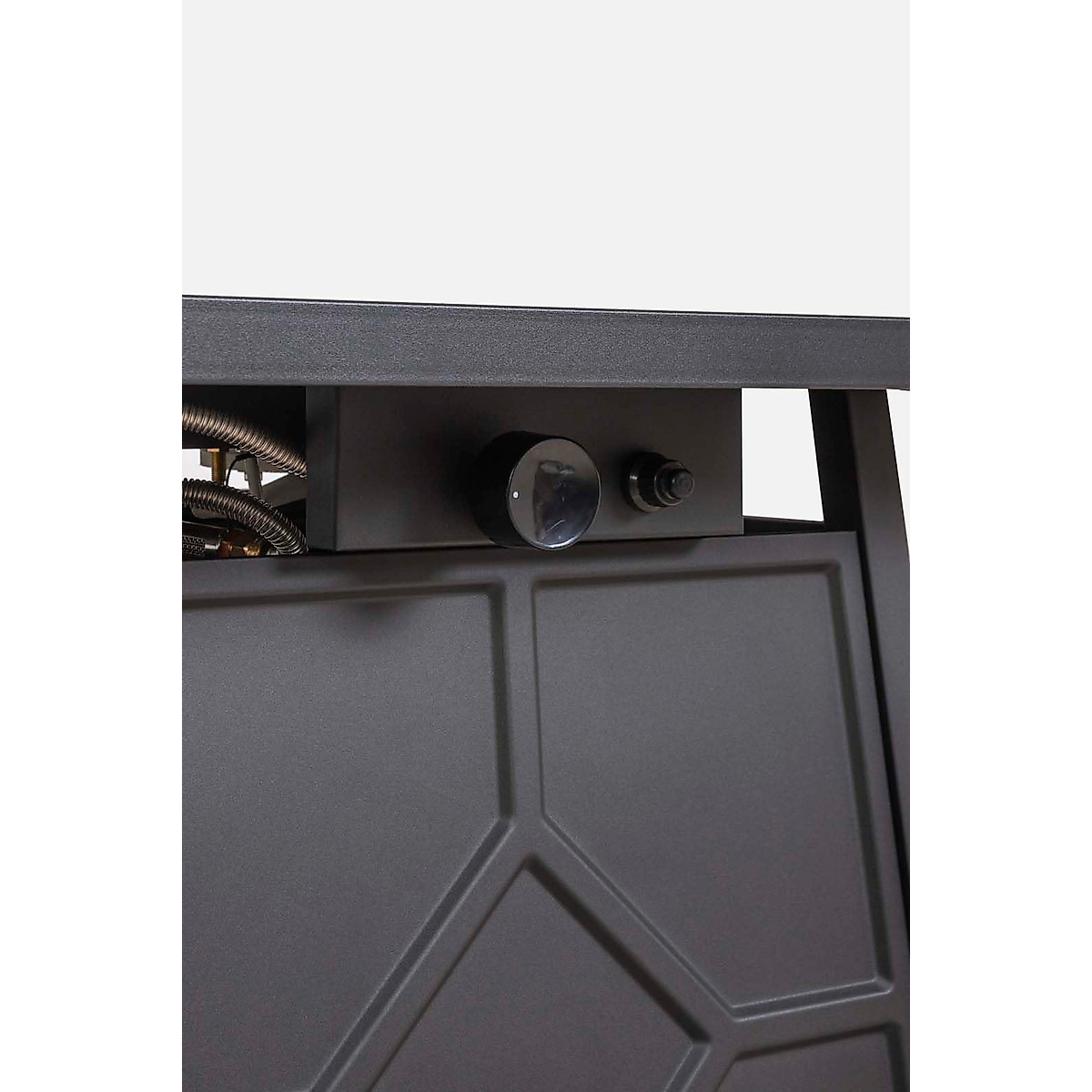 Stainless Steel Propane Fire Pit Table, 40000BTU Gas Fire Table with Weather Cover, Square Firepit Table with Steel lid for Patio Outdoor Deck Backyard, Black