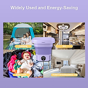 Portable Washing Machine, Foldable Mini Washer for Baby Clothes, Underwear Bra Intimates Delicates Socks or Apartment, Camping, RV, Travel, Business Trip (110V-240V), With US Adapter, Purple Color