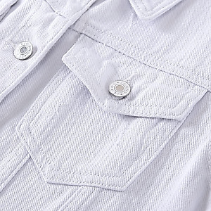 LifeShe Womens Button Down Jean Jacket Long Sleeves Casual Denim Jacket with Pockets