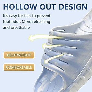 GPOS Mens Sport Recovery Sandals Plantar Fasciitis Arch Support Thick Cushion Slides Sandals Lightweight Comfort Orthotic Open Toe Slippers Camo-BlueWhite Size 9