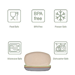 Hobein 6 Pack 11 inch Wheat Straw Dinner Plates - Dishwasher & Microwave Safe Lunch Plates Reusable Eco-friendly Lightweight Unbreakable Dirt-resistant Easy Clean