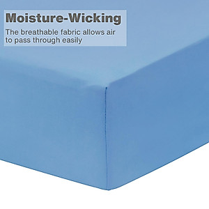 Everyday Kids 2 Pack Fitted Boys Crib Sheet, 100% Soft Breathable Sheet, Fits Standard Size Crib Mattress 28in x 52in, Nursery Sheet - Train/Light Blue