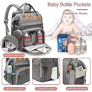 Diaper Bag Backpack, Diaper Bag with Changing Station, Backpack Diaper Bag, Baby Bag for Mom, Diaper Bag for Boys & Girls, Large Diaper Bag with Changing Pad and USB Port, Baby Registry Search