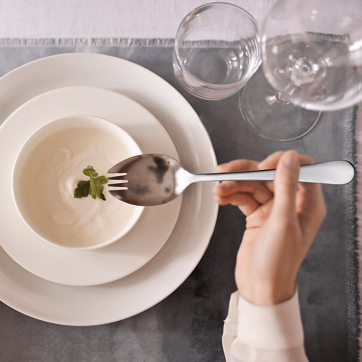 Alata Sporks, 8-Pack Food-grade Stainless Steel Sporks, 7.4 Inches Long Handle Salad Forks For Dessert, Ice Cream, Salad, Soup, Noodle, Spaghetti, Dishwasher Safe