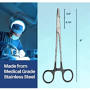 Olsen Hegar Needle Holder, Needle Driver with Scissors Cutting Edges, Scissor Clamp Forceps Fly Tying by Artman Instruments (6 Inches)