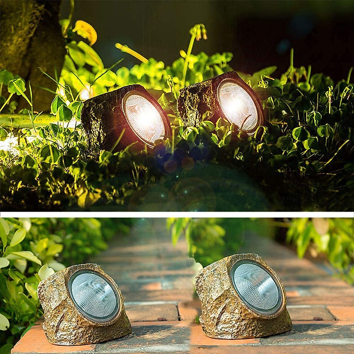 YJFWAL Bethlehem Lighting 2021 Upgraded Version 2 Pack 10 LED Solar Rock Lights, Stone Lights Outdoor Waterproof Light for Patio, Garden, Backyard Pathway Driveway Landscape Rock
