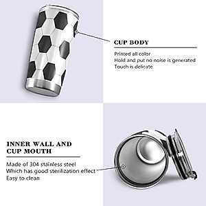 Yasala Tumbler Soccer Print Insulated Coffee Cup Beverage Container Travel Mug with Straw and Lid Double Wall Stainless Steel 20oz Holiday Gift