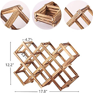 PENGKE Wood Wine Rack Freestanding Wine Rack,10 Bottles Countertop Free Stand Wine Storage Holder Protector for Red White Wine