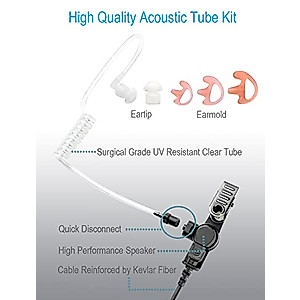 Single Wire Earpiece with Reinforced Cable for Motorola Radios BRP40 CP200 CP200D CP185 CLS1410 CLS1110 DTR650 RDU2020 RDU4100 RDU4160D RDU2080D RMU2040 RMU2080D CLS RDU RMM RMU,Acoustic Tube Headset
