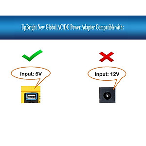 UpBright 5V USB AC/DC Adapter Compatible with Stanley FATMAX SL10LEDSL SL10LEDS TL600PS TL600PSC TL450PS Zero Trace TL1KPZ TL1KPS BB24PS Yellow Black-Trim SAT3S Satellite Lumen LED Flashlight Charger