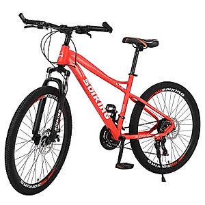 26'' Mountain Bike, 21 Speed Outdoor Snow Beach Bike, Full Suspension Adult Hybrid MTB Racing Bikes for Women Men, Comfort Complete Cruiser Bicycle, Lightweight City Commuter Road Cycling (M)