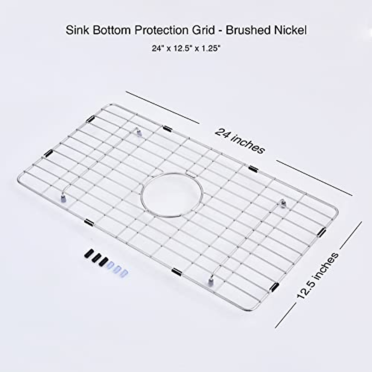 TRUSTMI Sinks Protector for Kitchen Sink Stainless Steel Protective Bottom Grid Single Bowl Middle Drain Rack, 24 x 12.5 inches, Silver