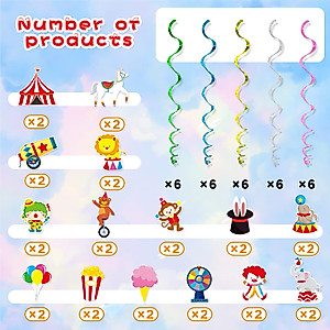 Carnival Circus Hanging Swirls Decor 30 Pack Red White Foil Ceiling Hanging Swirls Garland Banner Decorations for Kids Circus Theme Birthday Party Supplies Baby Shower Celebrating Events Room Wall Decor