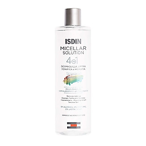 ISDIN Micellar Solution, 4 in 1 Makeup Remover, Cleanser, Hydrating Toner - Suitable for Sensitive Skin, 13.5 Fl. Oz